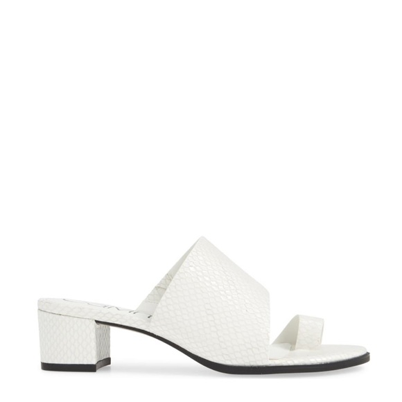 Calvin Klein | Shoes | Calvin Klein Dionne White Leather Slide Sandal ...